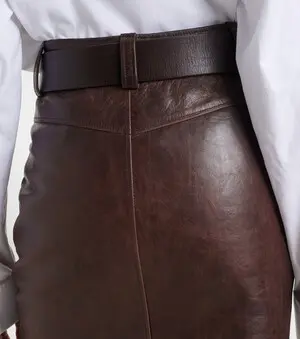 Saint Laurent Belted Leather Pencil Skirt