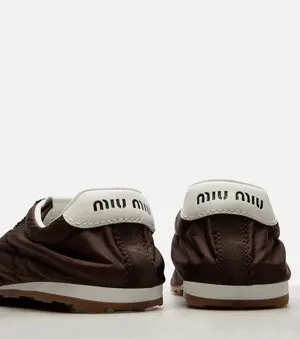 Miu Miu Plume Suede-trimmed Sneakers - Brown
