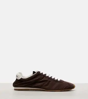 Miu Miu Plume Suede-trimmed Sneakers - Brown