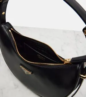 Prada Arqué Mini Leather Shoulder Bag - Black