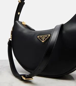 Prada Arqué Mini Leather Shoulder Bag - Black