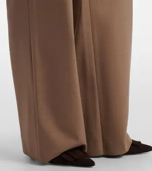 Max Mara Salpa Virgin Wool Wide-leg Trousers - Beige