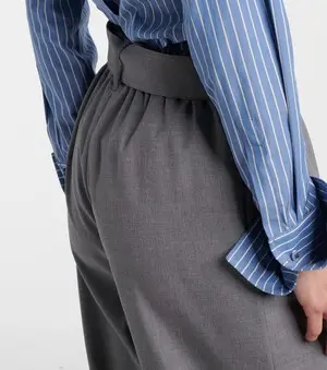 Max Mara Salpa Virgin Wool Wide-leg Trousers - Grey