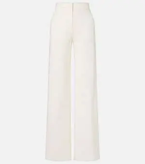 Max Mara Max Mara Dentice Cotton-Blend Wide-Leg Trousers White