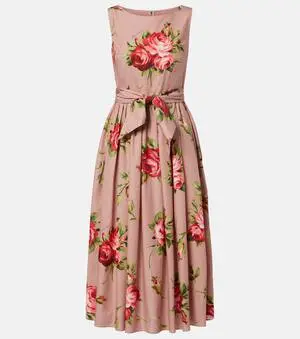 Dolce & Gabbana Floral Belted Midi Dress - Pink