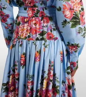 Dolce & Gabbana Floral Cotton Poplin Maxi Skirt - Blue