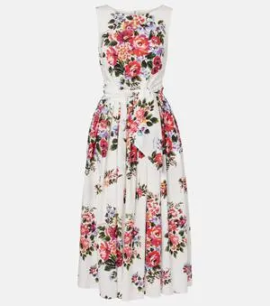Dolce & Gabbana Floral Cotton Midi Dress - White