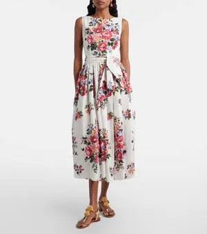 Dolce & Gabbana Floral Cotton Midi Dress - White