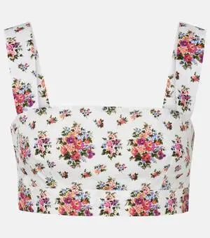 Dolce & Gabbana Floral Cotton Crop Top - White