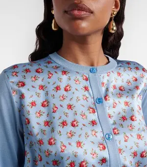 Dolce & Gabbana Floral Paneled Silk Satin Cardigan