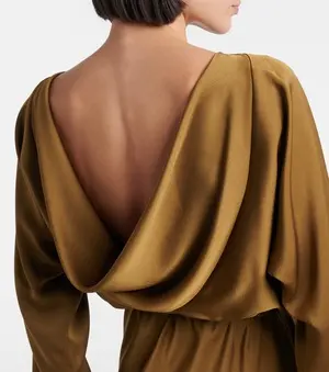 Max Mara Pentola Satin Maxi Dress - Green