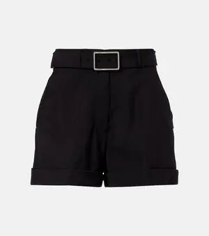 Sportmax Belted Virgin Wool Shorts - Black