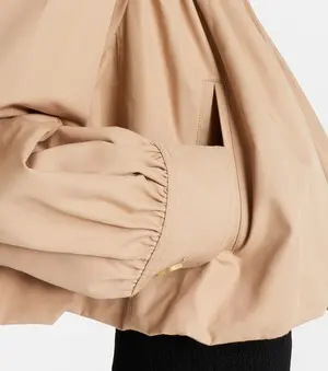 Chloé Gathered Cropped Cotton Canvas Jacket - Beige