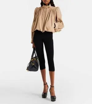 Chloé Gathered Cropped Cotton Canvas Jacket - Beige