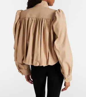 Chloé Gathered Cropped Cotton Canvas Jacket - Beige