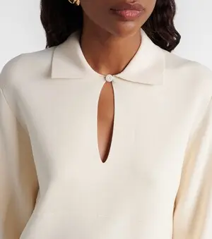 Max Mara Polo Collar Jersey Top - White