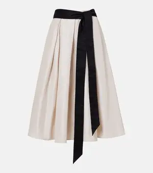 Max Mara Baschi Pleated Cotton-blend Midi Skirt