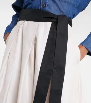 Max Mara Baschi Pleated Cotton-blend Midi Skirt