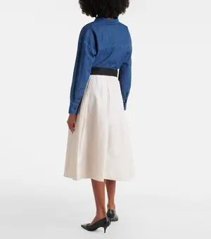 Max Mara Baschi Pleated Cotton-blend Midi Skirt