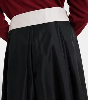 Max Mara Baschi Pleated Cotton-blend Midi Skirt - Black