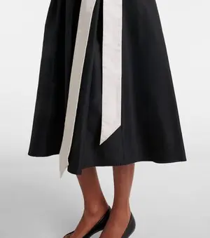Max Mara Baschi Pleated Cotton-blend Midi Skirt - Black