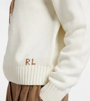 Polo Ralph Lauren Polo Bear Intarsia Cotton Sweater - White
