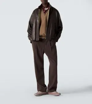 A.PRESSE Cotton Fleece Half-zip Sweatshirt - Brown