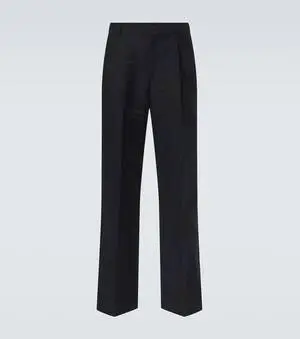 Dries Van Noten Floral Cotton-blend Straight Leg Trousers - Blue