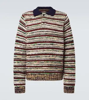 Sacai Striped Cotton-blend Polo Sweater