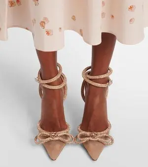 Mach & Mach Double Bow 110 Mesh Slingback Pumps