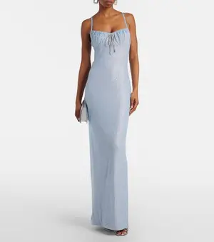 AREA Crystal-embellished Gown - Blue