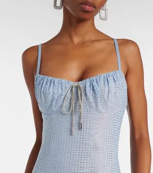 AREA Crystal-embellished Gown - Blue