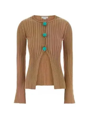 Stella McCartney Ribbed Button Cardigan - Brown