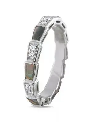LB EXCLUSIVE Serpenti Diamond And Mother Of Pearl Ring In White Gold