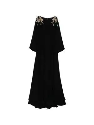 SAIID KOBEISY Embellished Crepe Kaftan - Black