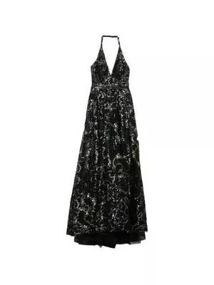 SAIID KOBEISY Embroidered Long Dress - Black