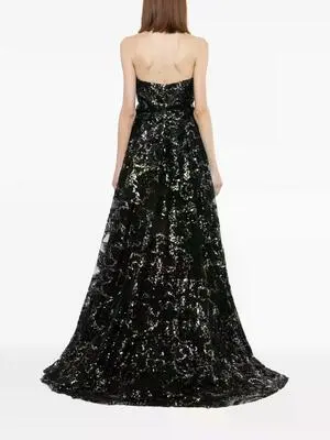 SAIID KOBEISY Embroidered Sequined Halterneck Gown