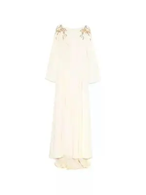 SAIID KOBEISY Embellished Crepe Kaftan - Neutrals