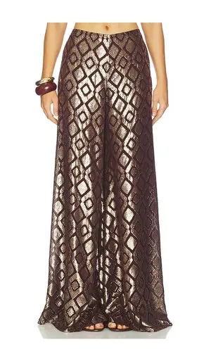 Alexis Maxine Pant Metallic Geometric Design - Brown