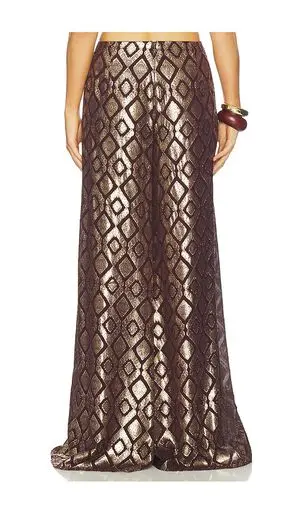 Alexis Maxine Pant Metallic Geometric Design - Brown