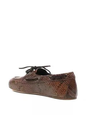 3JUIN Snakeskin Effect Boat Shoes