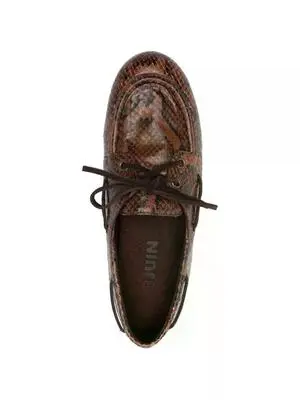 3JUIN Snakeskin Effect Boat Shoes