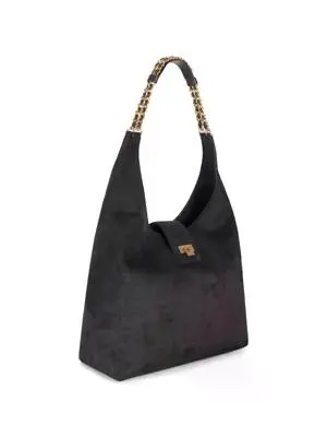 Elisabetta Franchi Embossed Chain Shoulder Bag Neutrals