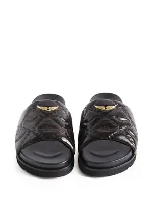 Zadig&Voltaire Padded Embroidered Leather Sandals - Brown