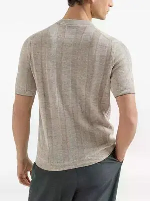 Brunello Cucinelli Ribbed Henley Collar T-shirt