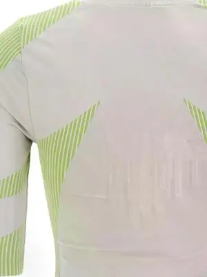 Casablanca Half-zip Logo Detail Ribbed Top - Neutrals