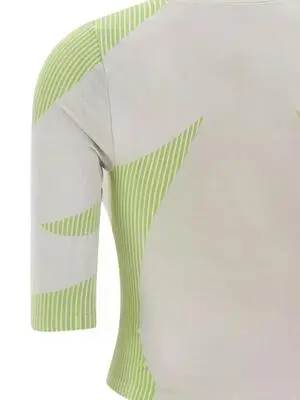 Casablanca Half-zip Logo Detail Ribbed Top - Neutrals