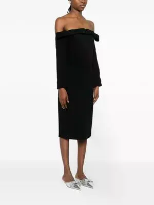 N°21 Off-shoulder Midi Dress With Long Sleeves