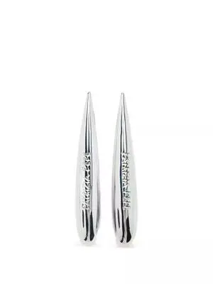 Patrizia Pepe Tone Logo-engraved Drop Earrings - Silver