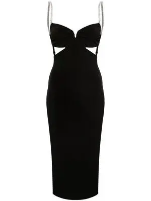 NISSA Open-back Jersey Midi Dress - Black
